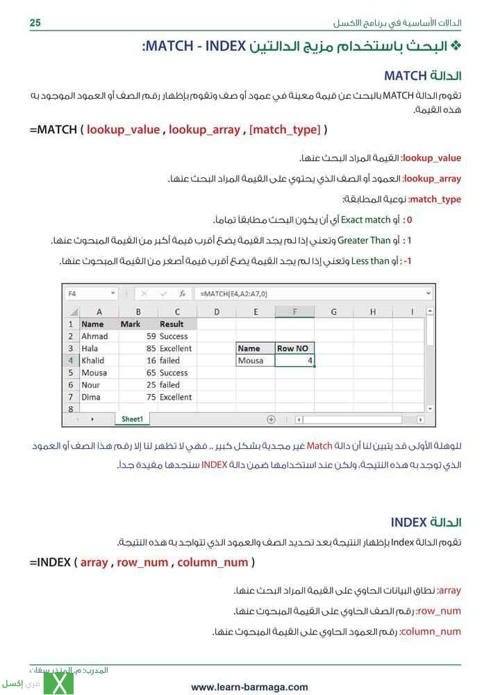 أهم الدوال في excel بكتاب PDF واحد للتحميل مجانًا